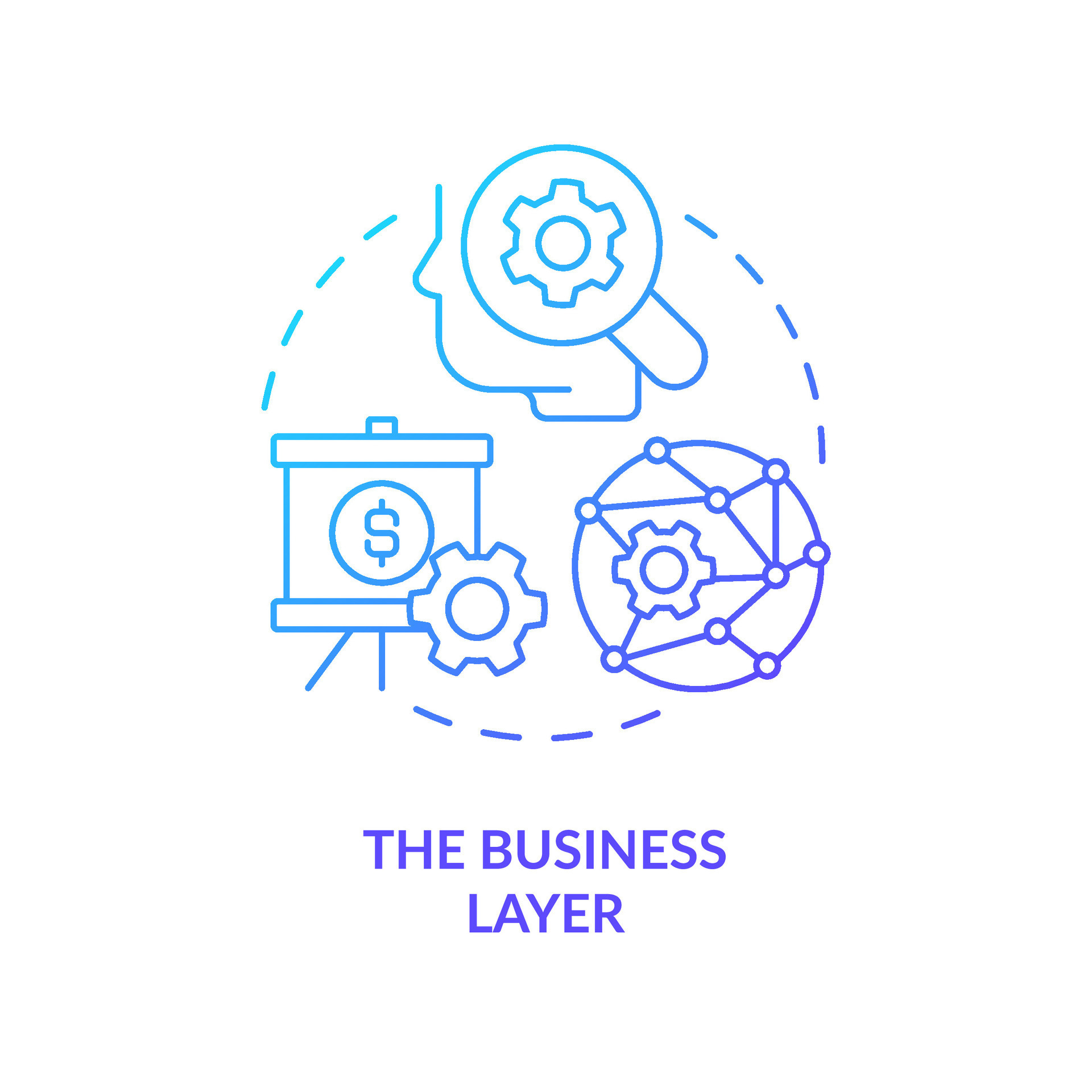 Business digital transformation blue gradient concept icon. IoT ...
