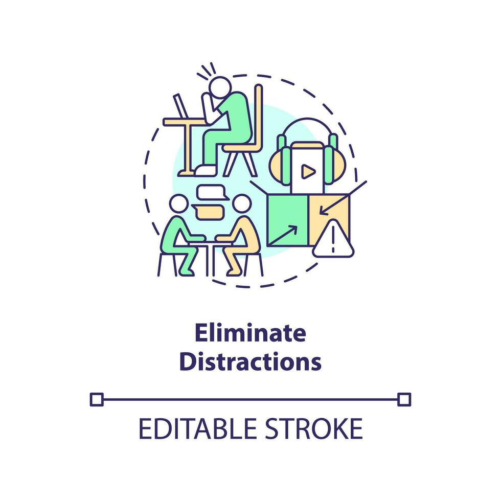 Eliminate distractions concept icon. Developing opportunities for ...