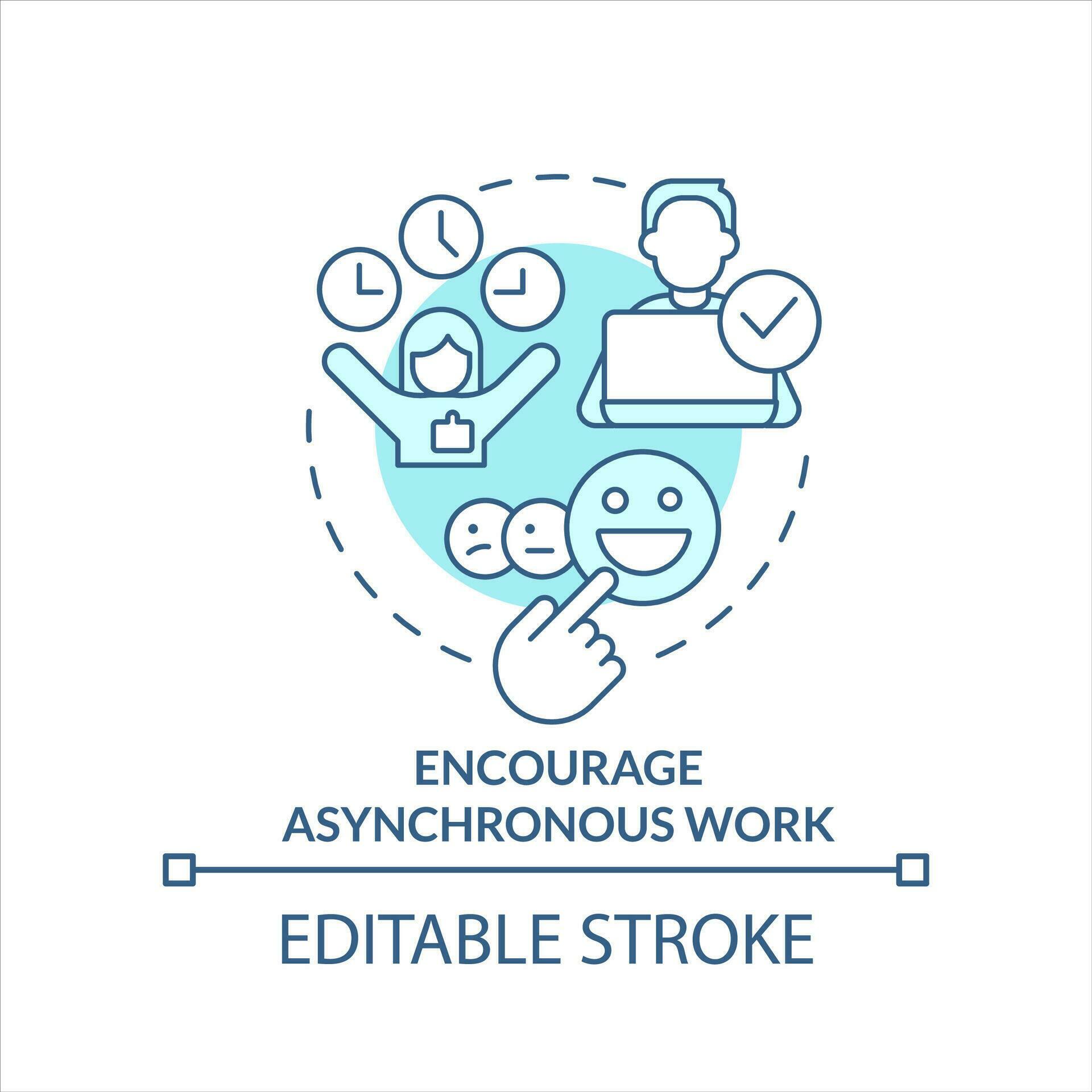 Encourage asynchronous work turquoise concept icon. Remote workplace ...