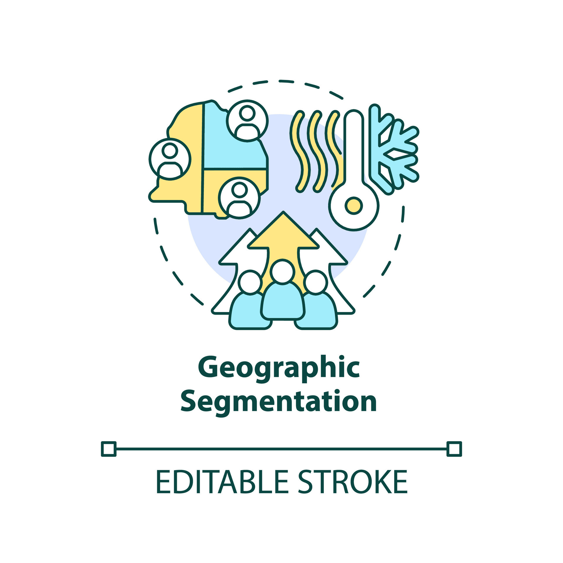 Geographic segmentation concept icons set. Region, country. Market ...