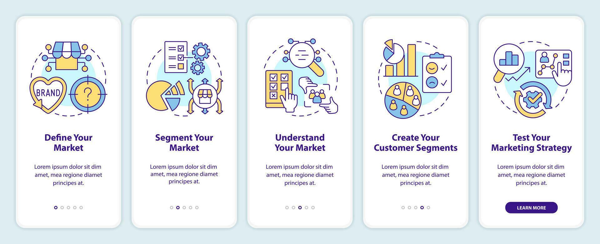Get Started With Segmentation Onboarding Mobile App Screen Walkthrough 5 Steps Editable Graphic