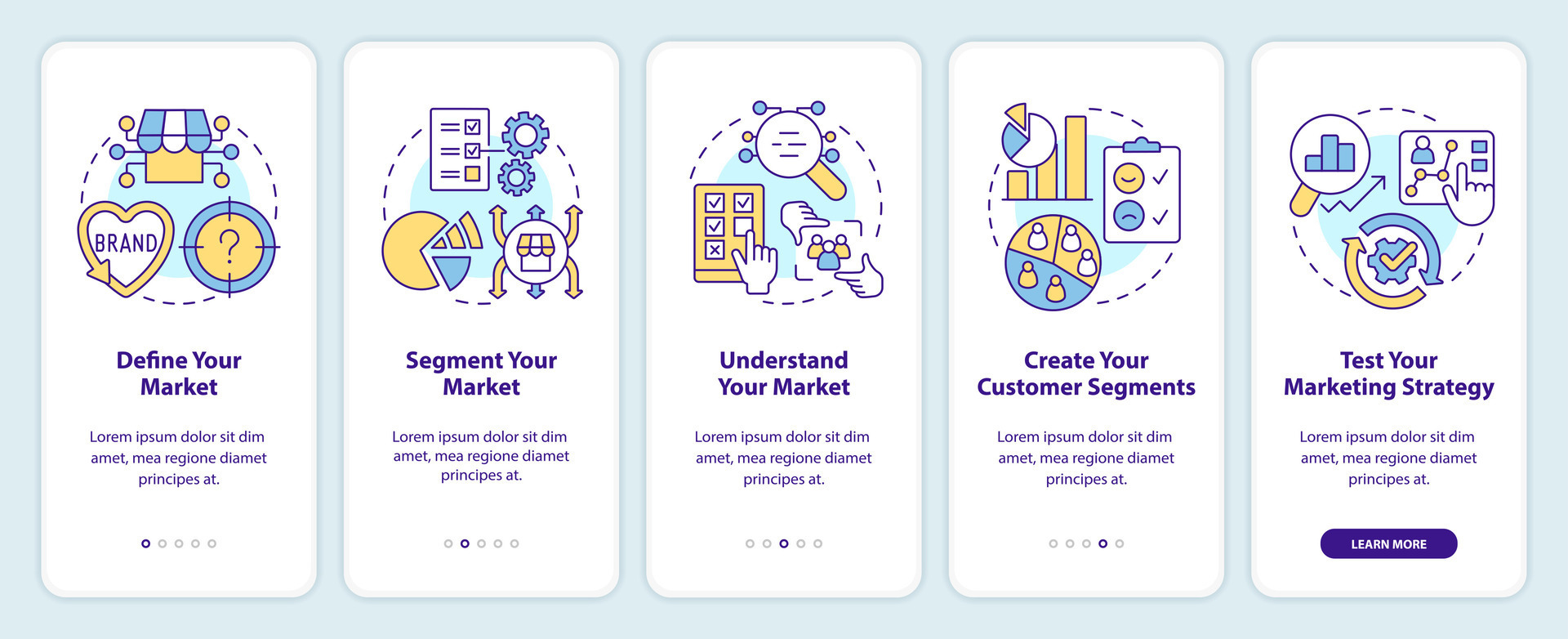 Get Started With Segmentation Onboarding Mobile App Screen Walkthrough 5 Steps Editable Graphic