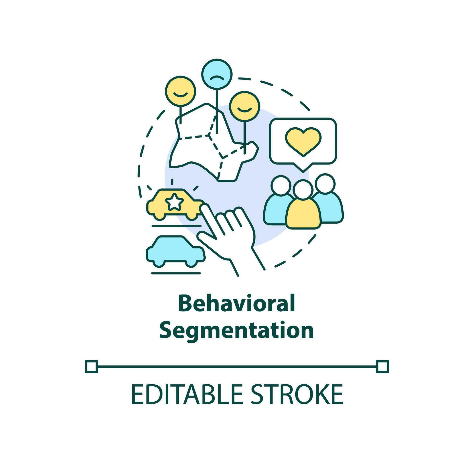 Behavioral Segmentation Concept Icons Set Customer Type Of Market Segmentation Abstract Idea
