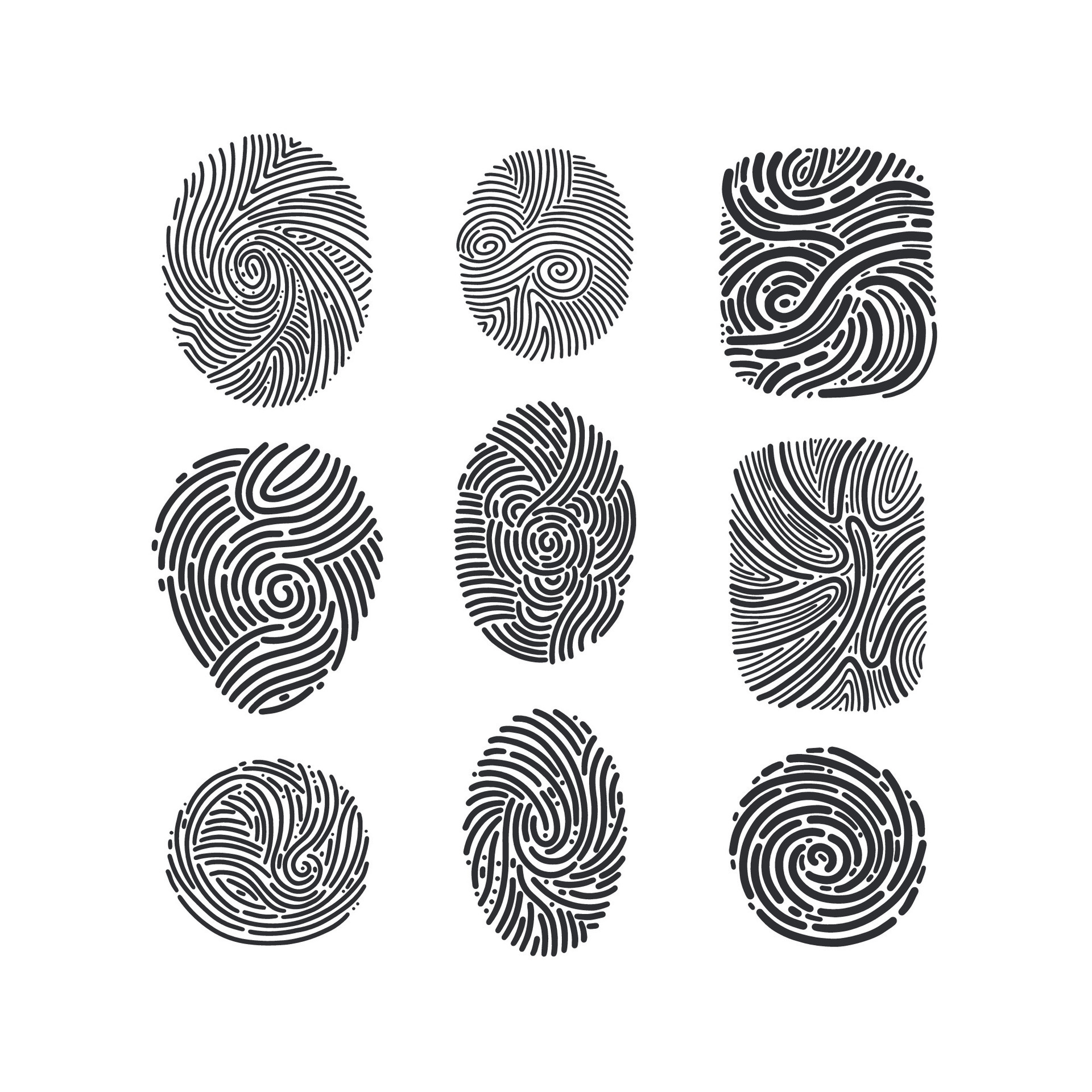 Fingerprint identification. Vector abstract set 26394826 Vector Art at Vecteezy