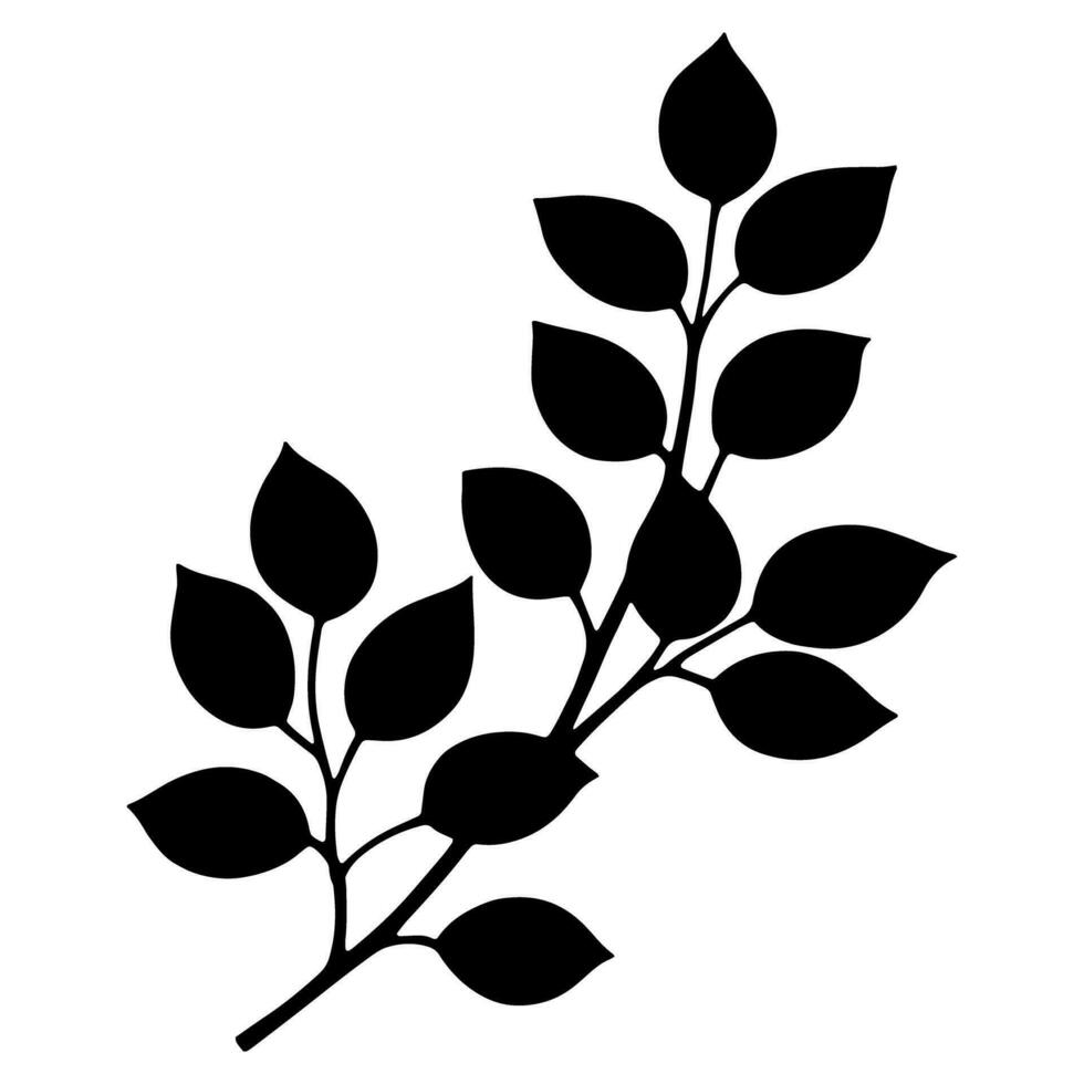 Branch with leaves and stem silhouette. Vector illustration 26396792 ... Branch with leaves and stem silhouette. Vector illustration 26396792 ...