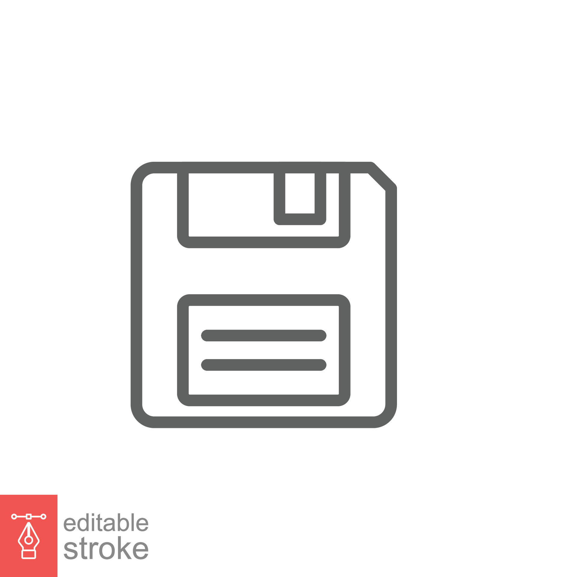 flexible disco icono. sencillo contorno estilo. salvar archivo botón, computadora memoria ...