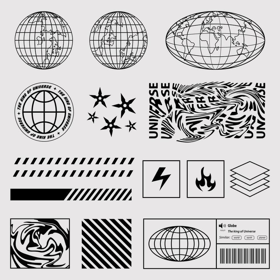 Streetwear Fashion Design elements, retro futuristic design element ... Streetwear Fashion Design elements, retro futuristic design element ...