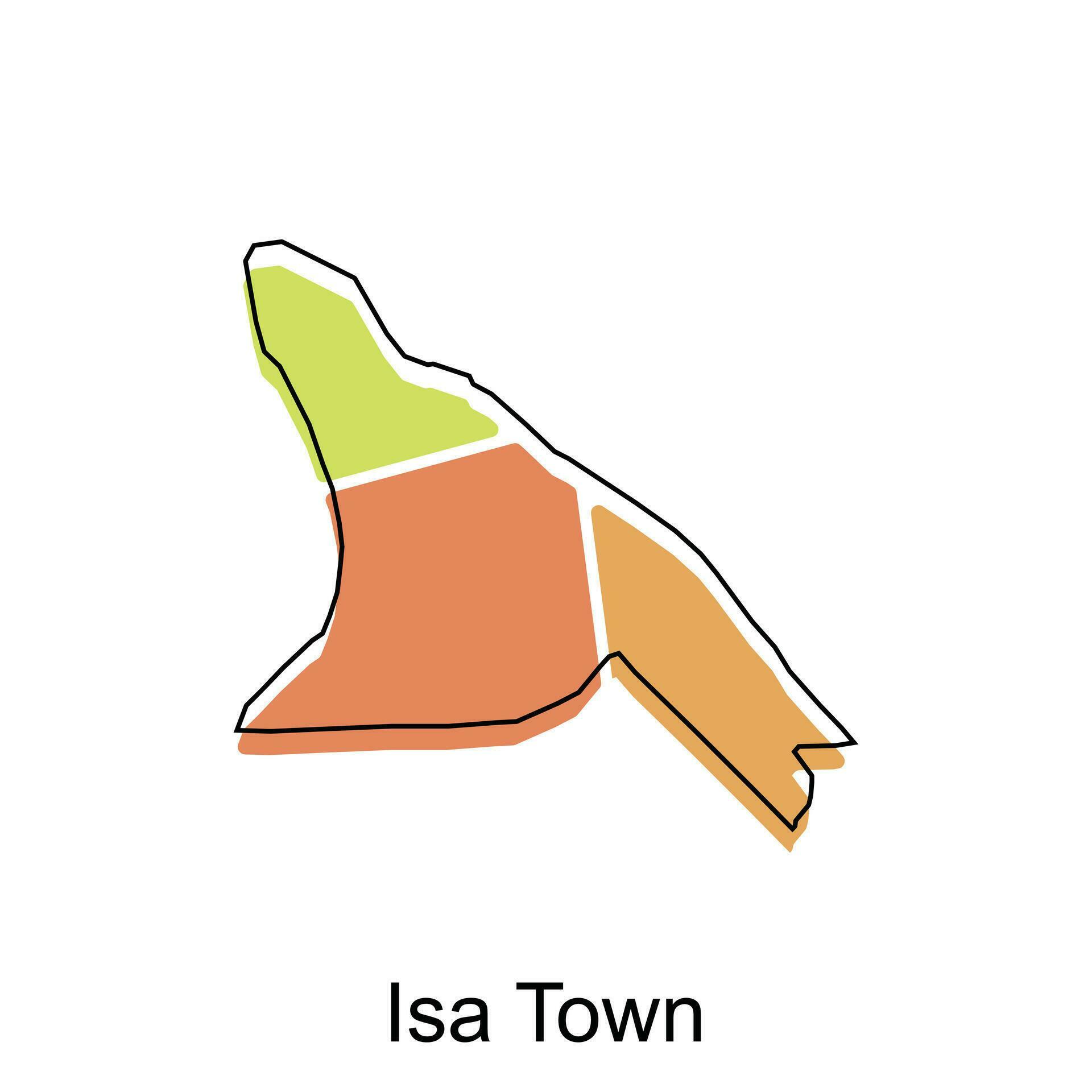 Map of Isa Town geometric with outline modern design template, World ...