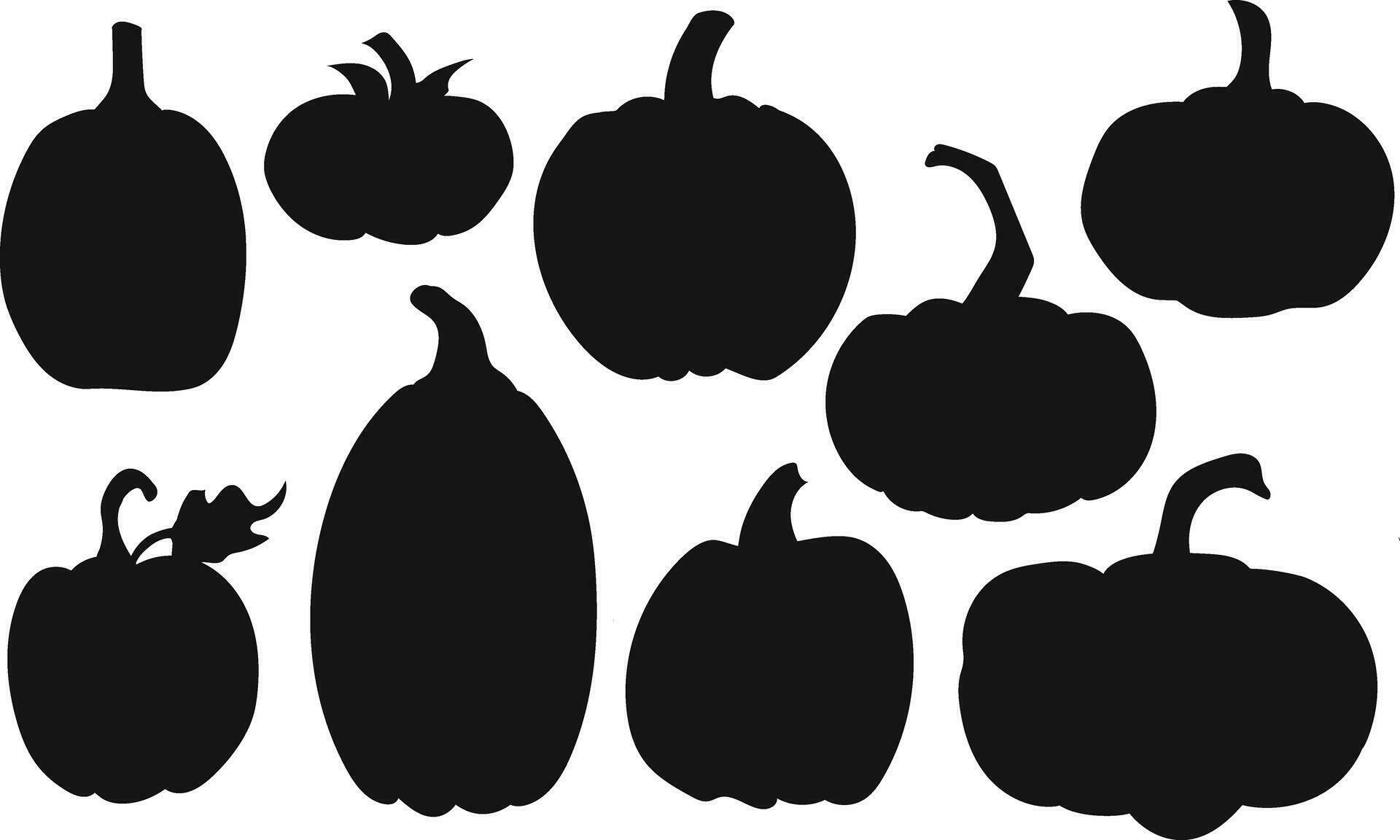 Pumpkins, silhouette of pumpkins. Set of silhouettes of pumpkins ...
