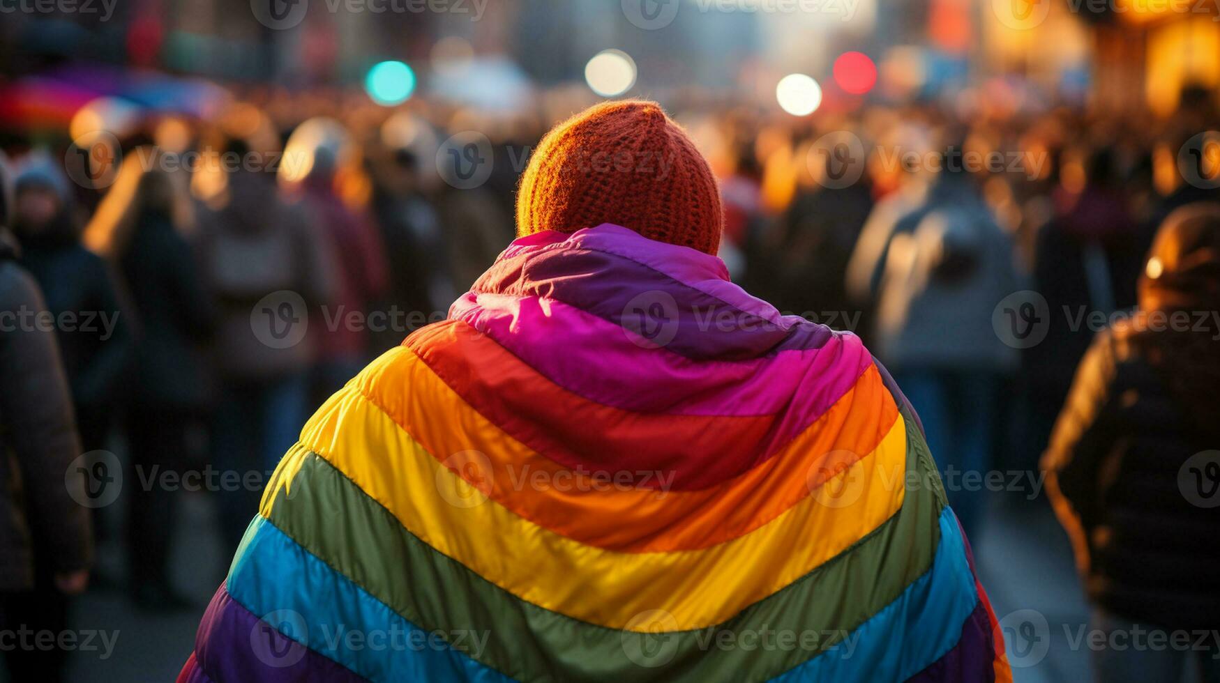 protesters holding Rainbow color Flag 26401965 Stock Photo at Vecteezy