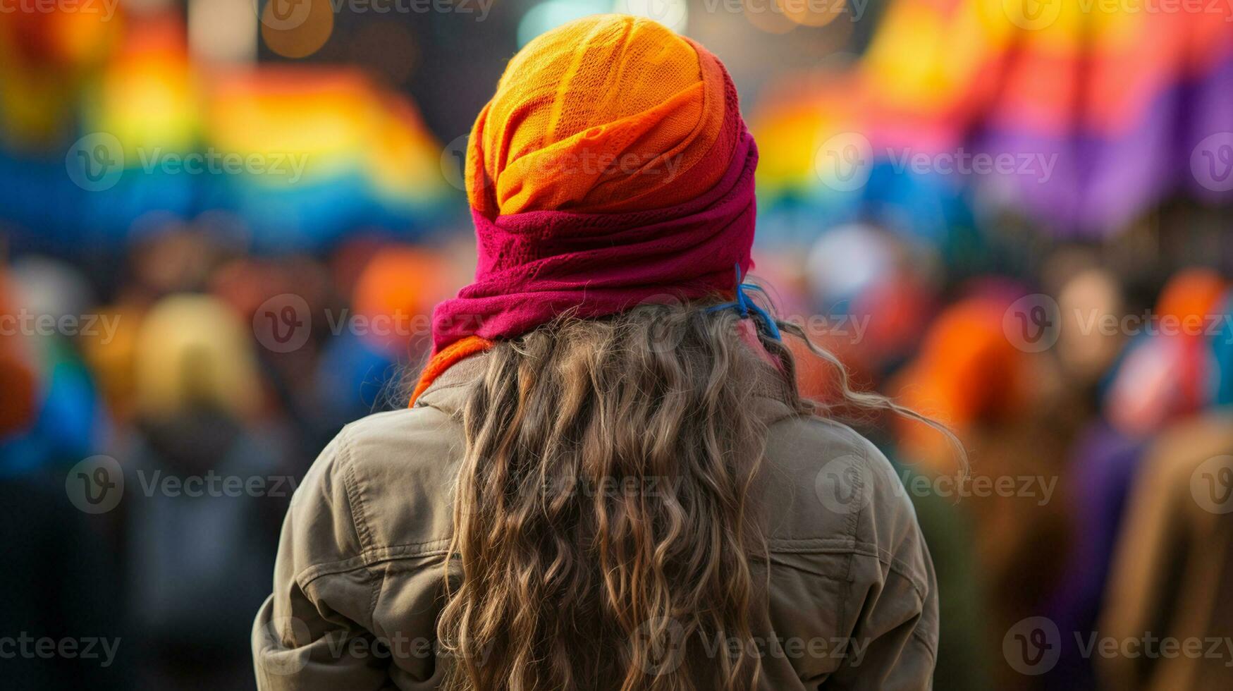 protesters holding Rainbow color Flag 26401990 Stock Photo at Vecteezy