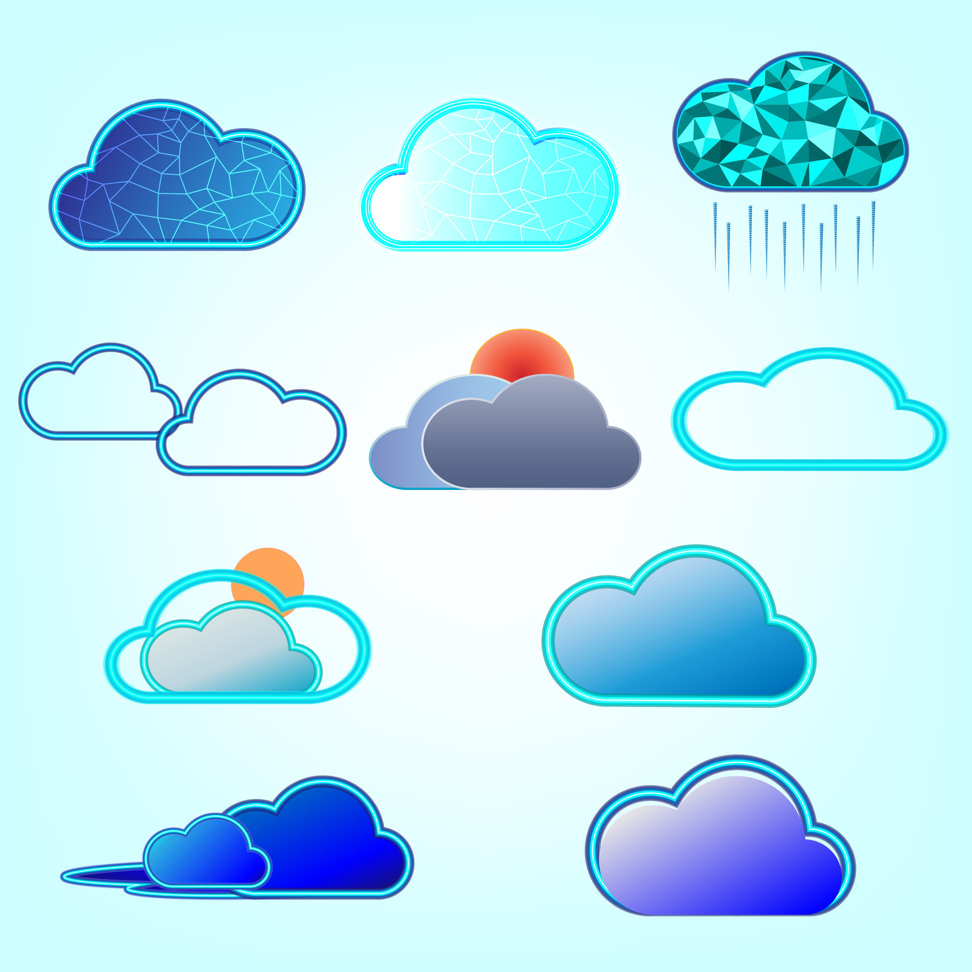 Cloud Object Icon Group Storage Cyberspace Network Decoration Abstract Background Vector