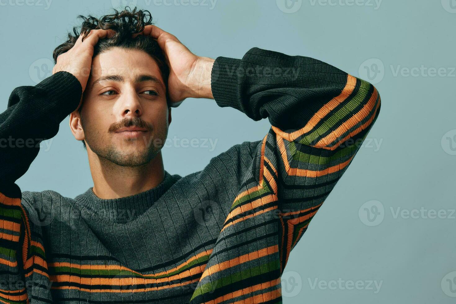 Copyspace Man Trendy Sweater Face Smile Portrait Handsome Fashion