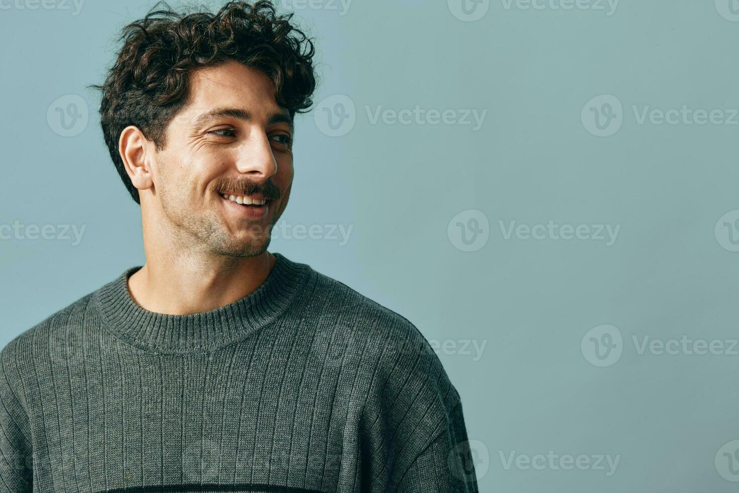 Man Copyspace Fashion Face Joyful Portrait Standing Sweater Smile
