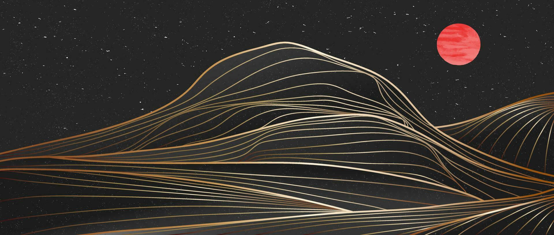 Mountain landscape illustration. Hand drawn style of creative minimalist modern line art print ...