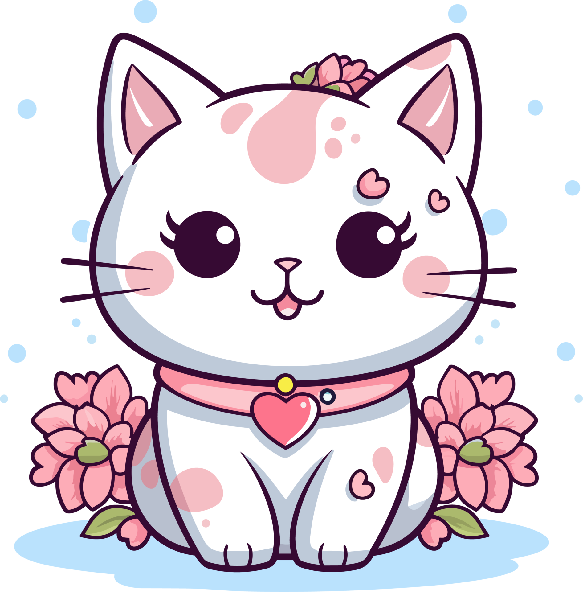 Kawaii Cute Happy Cat In Clipart Style 26419490 Png