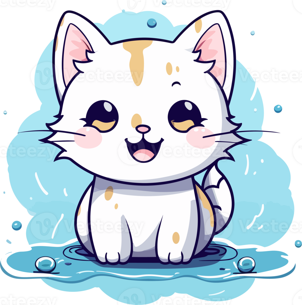 Kawaii Cute Happy Cat In Clipart 26419494 Png