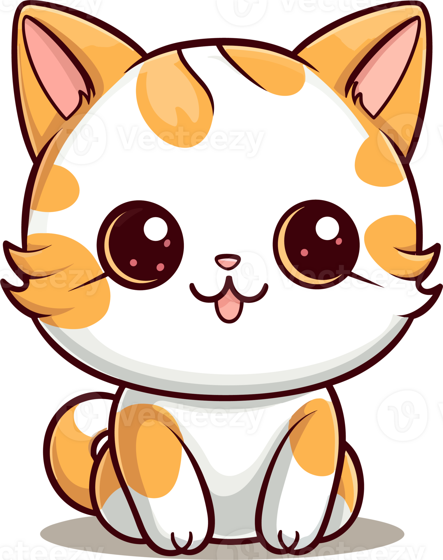 Kawaii Cute Happy Cat In Clipart Style 26419509 Png