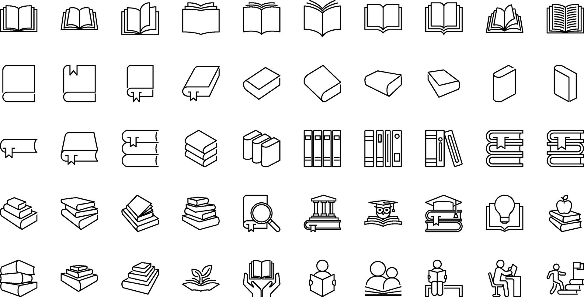 Book icon set in thin line vector 26419754 Vector Art at Vecteezy