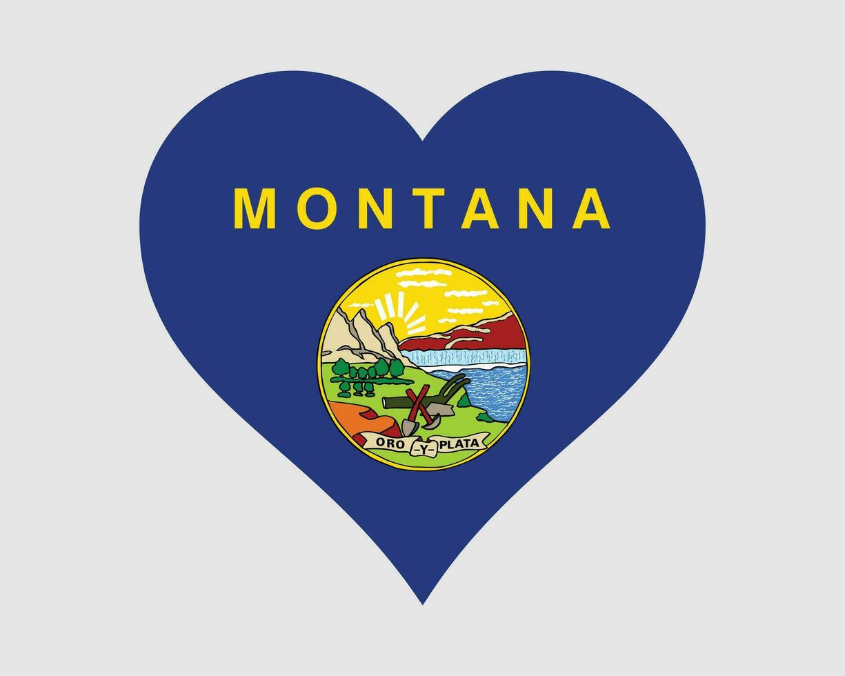 Montana Usa Heart Flag Mt Us Love Shape State Flag Montanan United States Of America Banner