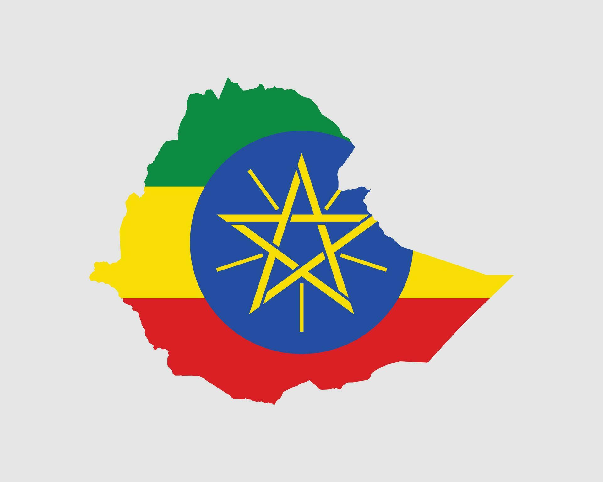 Ethiopia Map Flag. Map of Ethiopia with the Ethiopian country banner ...