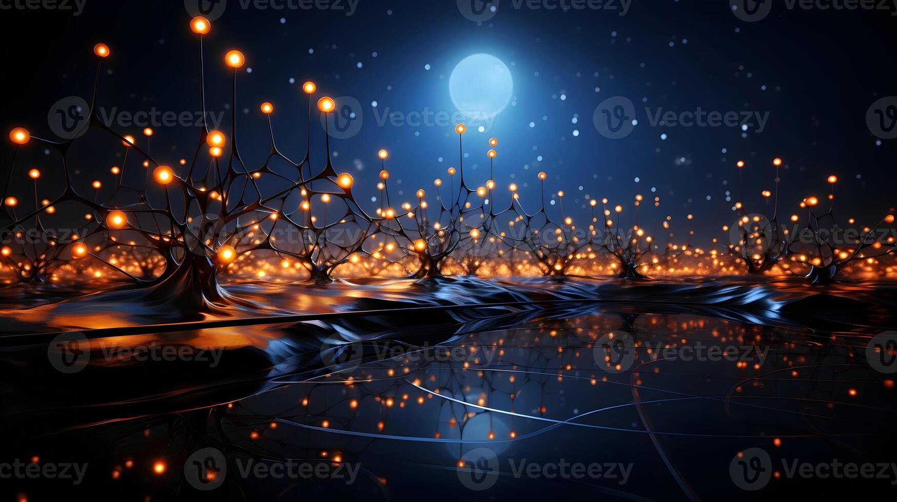 Technology Futuristic Network Connection Concept With Connecting Glowing Dots And Lines Circuit