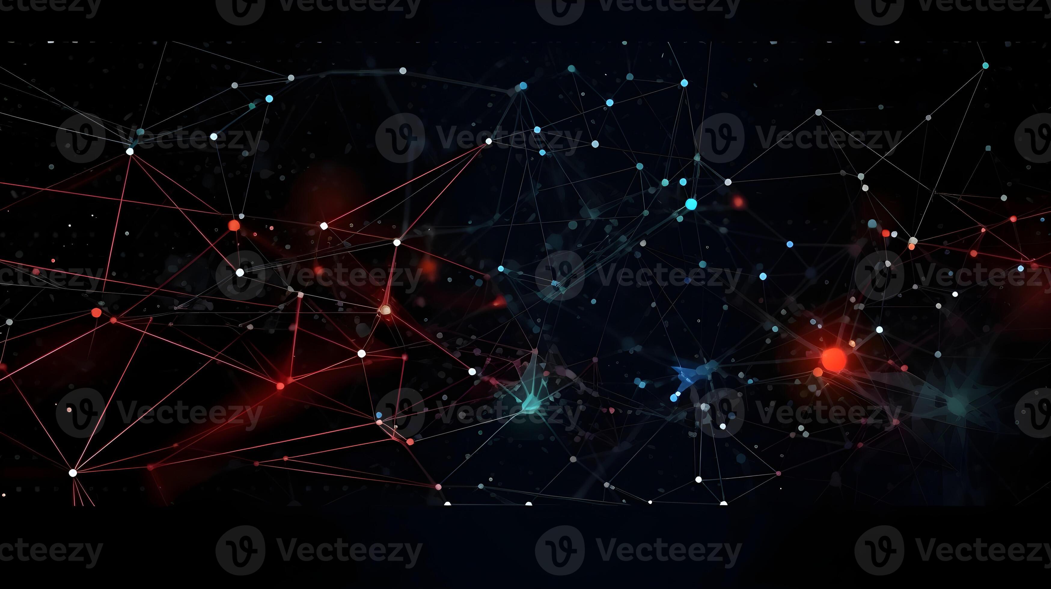Technology Futuristic Network Connection Concept With Connecting Glowing Dots And Lines Circuit