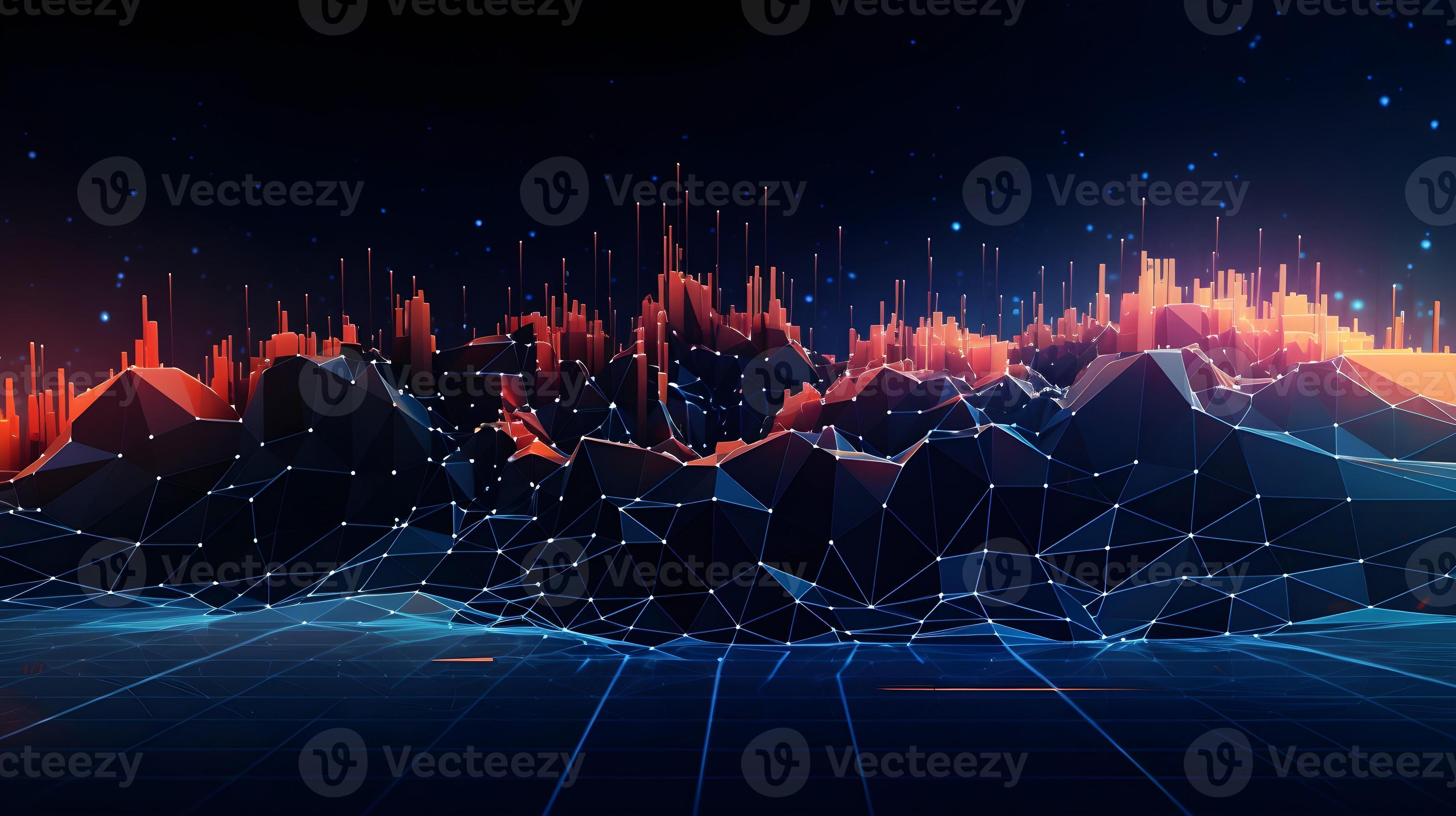 Technology Futuristic Network Connection Concept With Connecting Glowing Dots And Lines Circuit