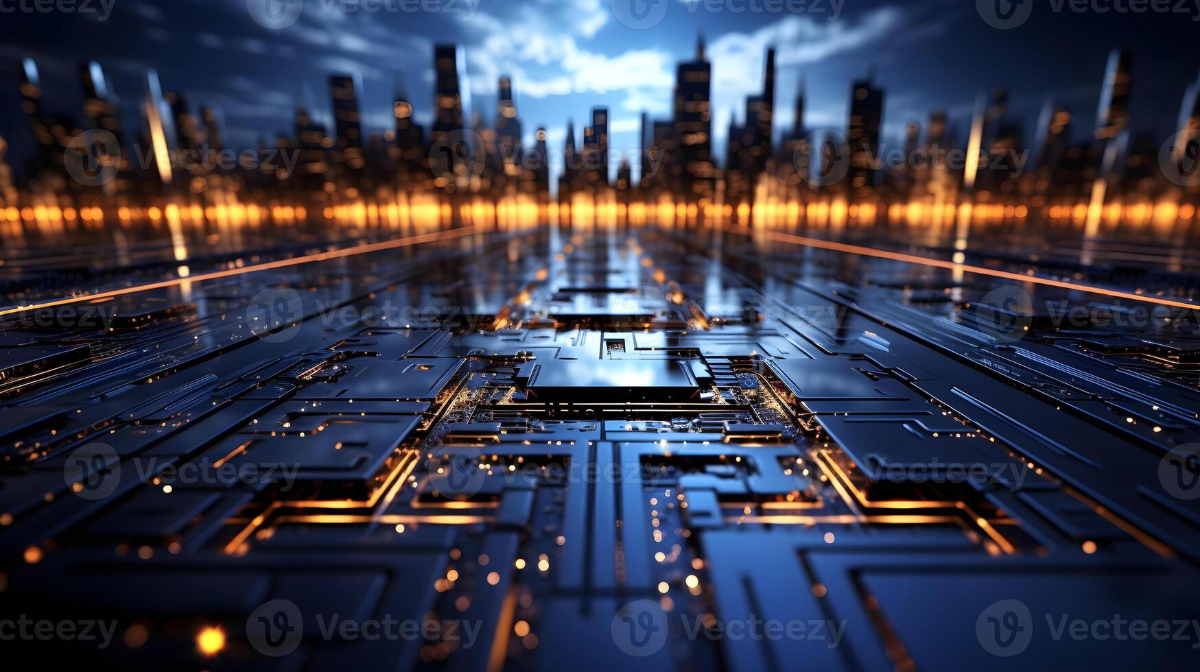 Technology Futuristic Network Connection Concept With Connecting