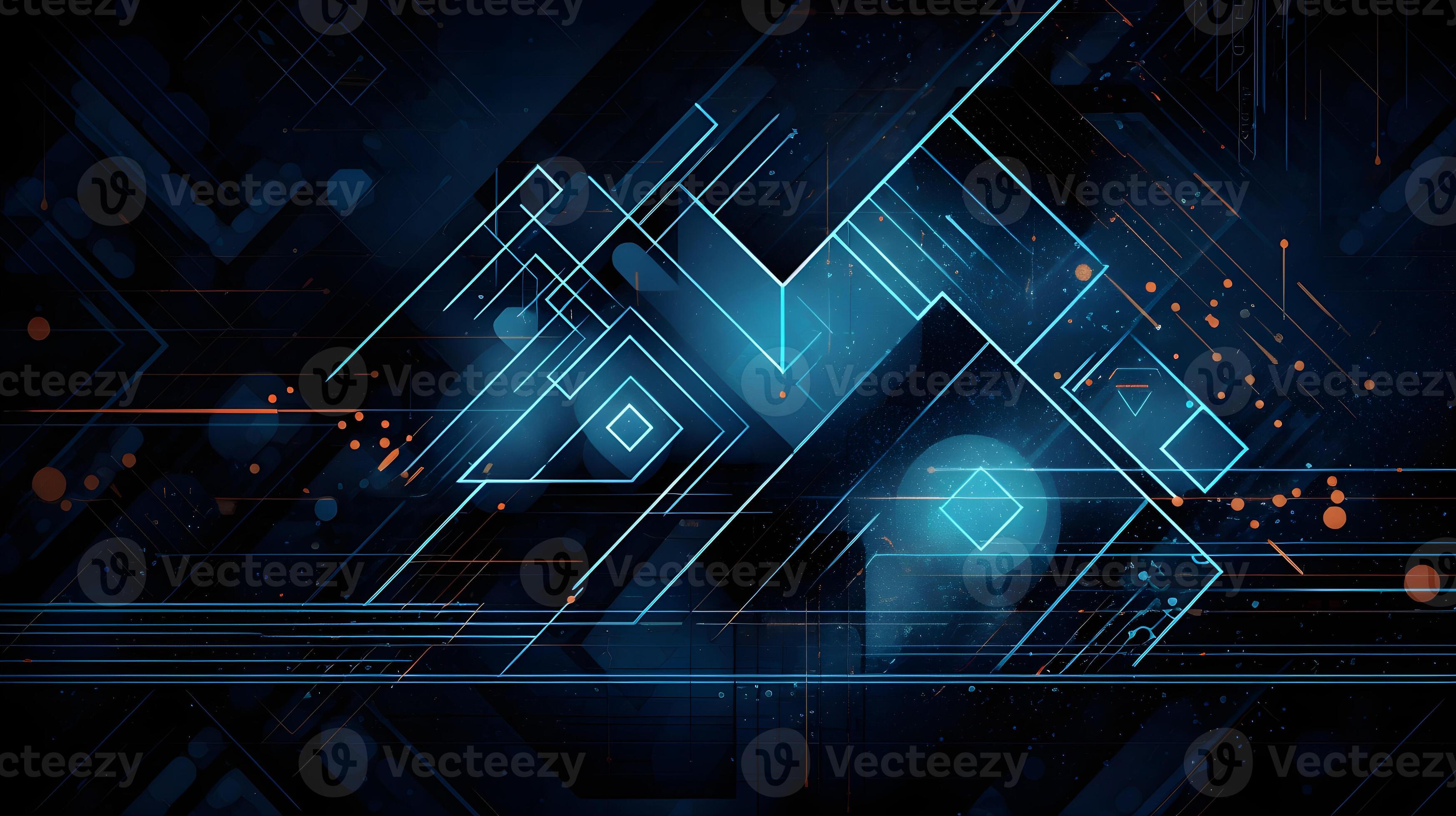 Technology Futuristic Network Connection Concept With Connecting Glowing Dots And Lines Circuit