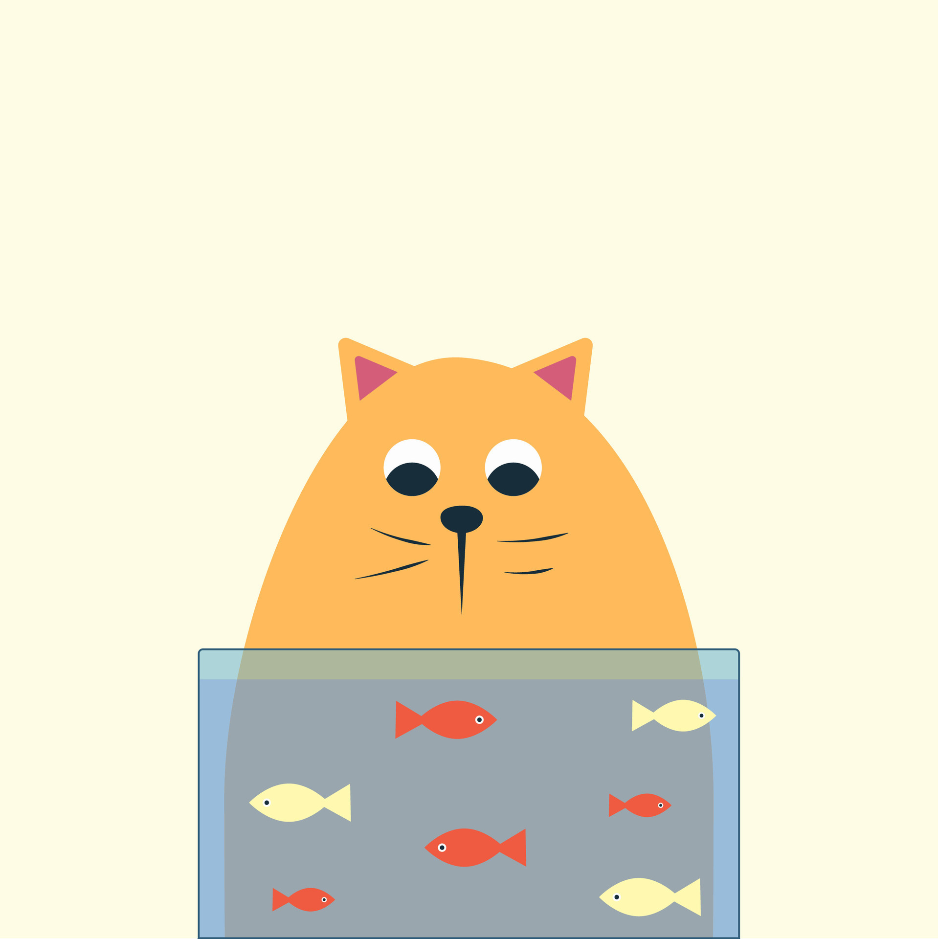 Flat illustration with cute funny cat and fish in aquarium 26424385 ...
