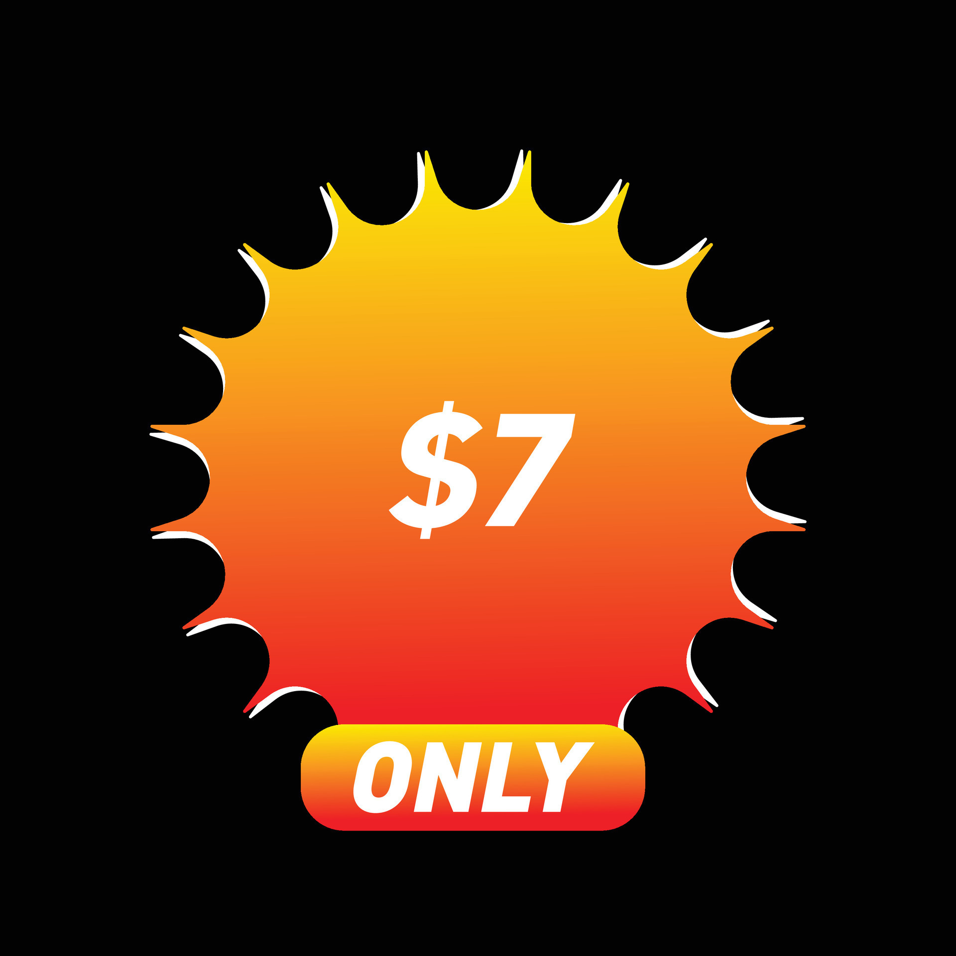 7 7 dólar solamente cupón firmar o etiqueta 26426295 Vector en Vecteezy