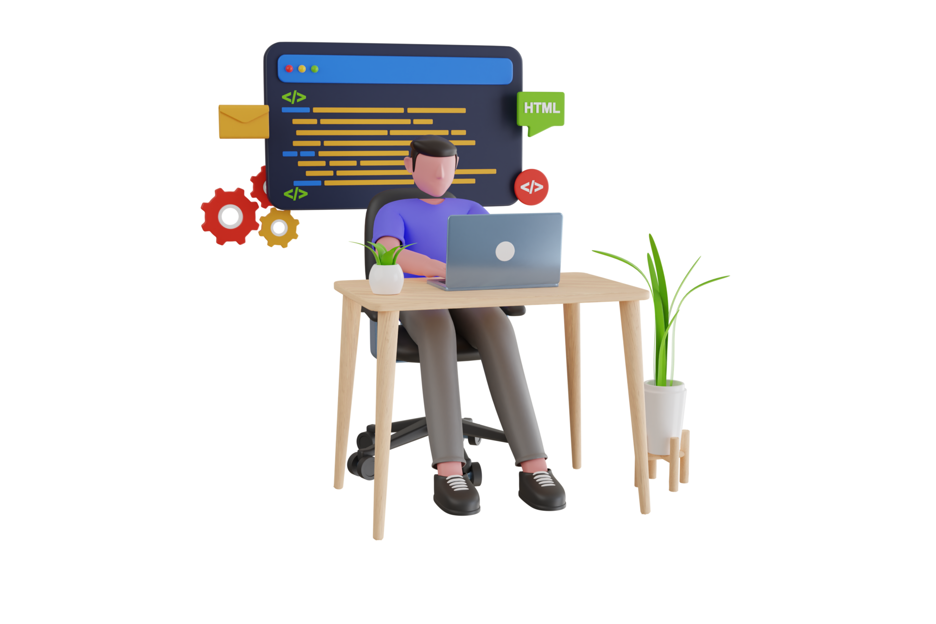 Professional Programmer Writing Code For Testing Computer Software Man Using Computer For
