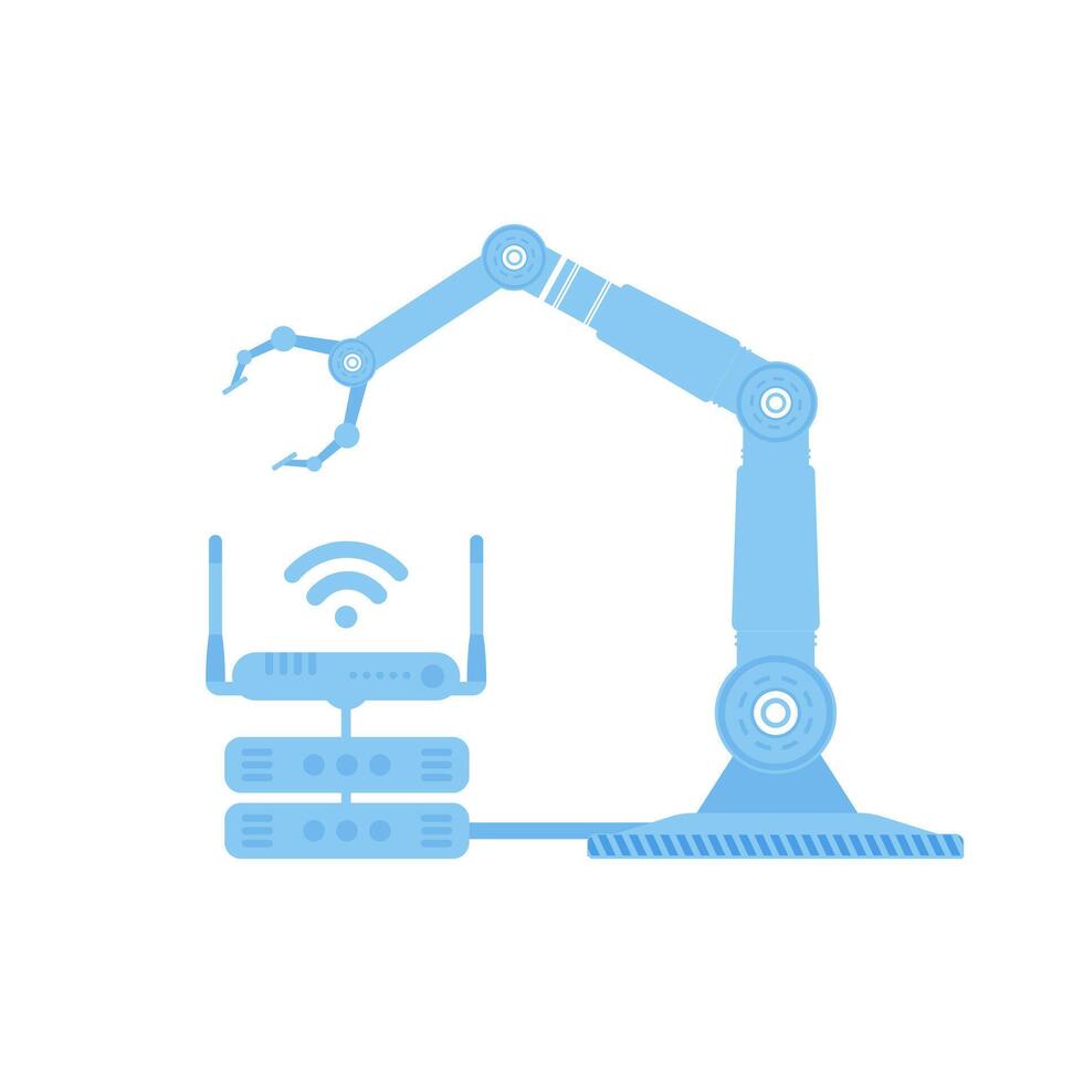 Robotic arm icon. Concept of internet of things and automation ...