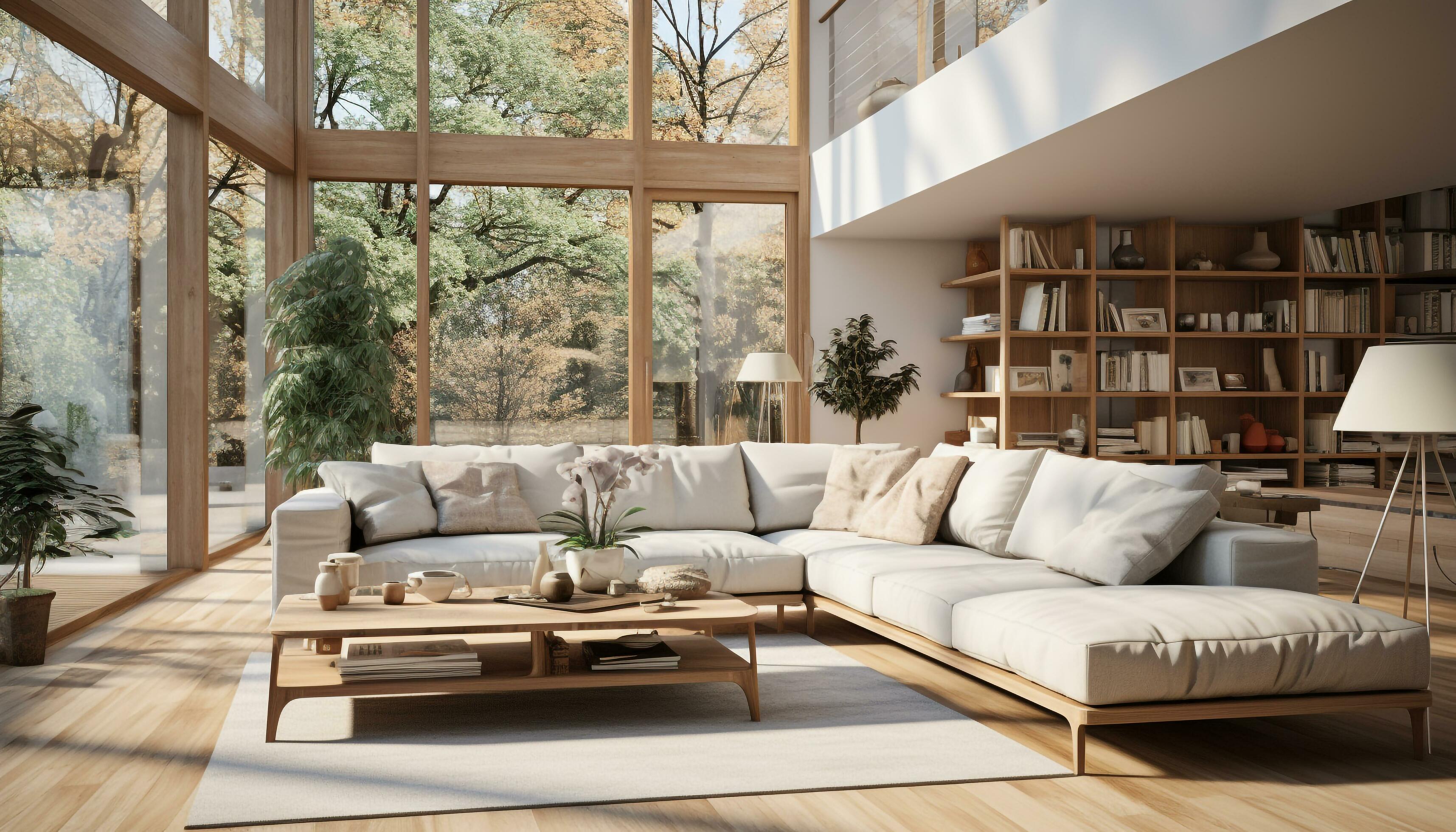 Modern domestic room indoors, sofa, home interior, lifestyles ...