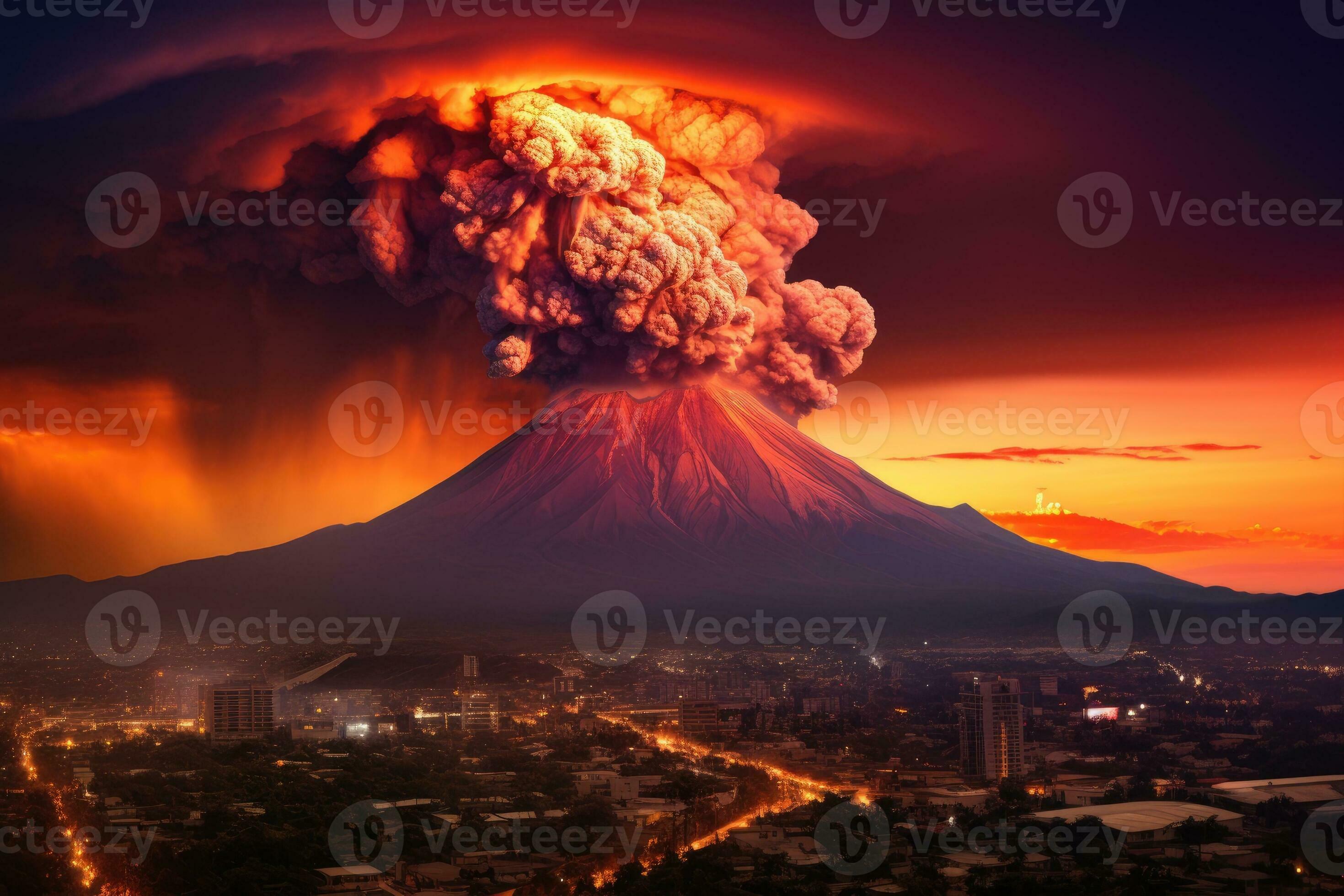 Volcano eruption scenery background. Generative AI 26442534 Stock Photo ...