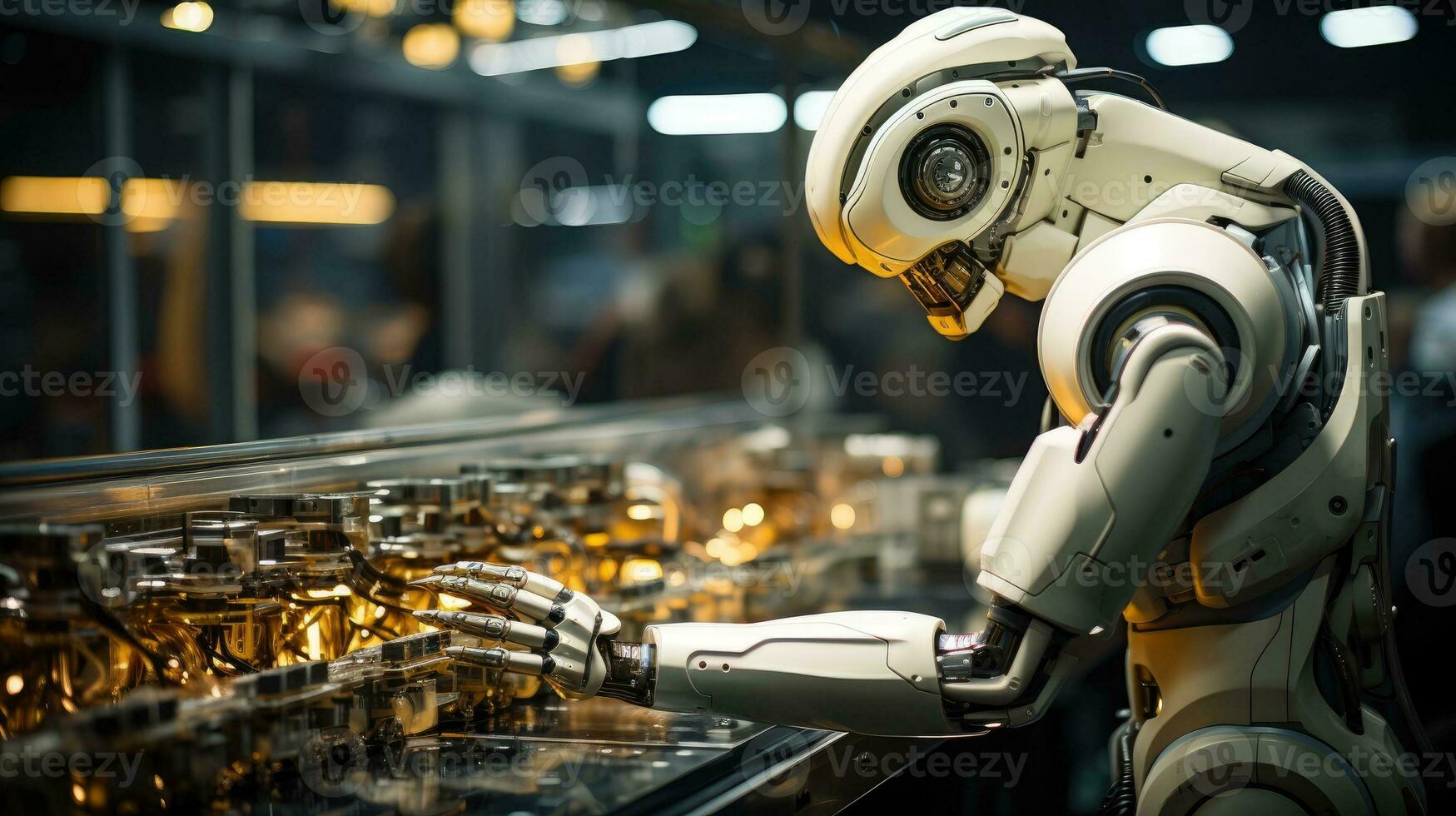 Industrial Robot Works Automatically In Smart Autonomous Factory