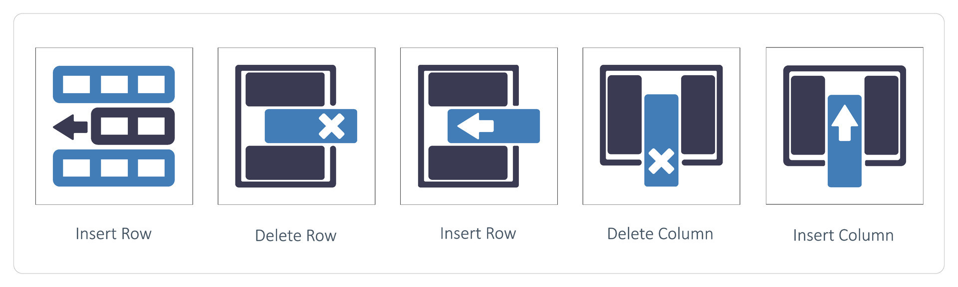 Insert Row, Delete Row, Delete Column 26445128 Vector Art at Vecteezy Insert Row, Delete Row, Delete Column 26445128 Vector Art at Vecteezy