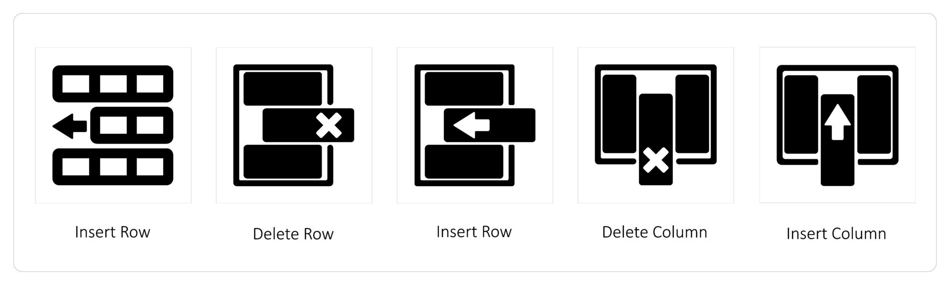 Insert Row, Delete Row, Delete Column 26447589 Vector Art at Vecteezy Insert Row, Delete Row, Delete Column 26447589 Vector Art at Vecteezy