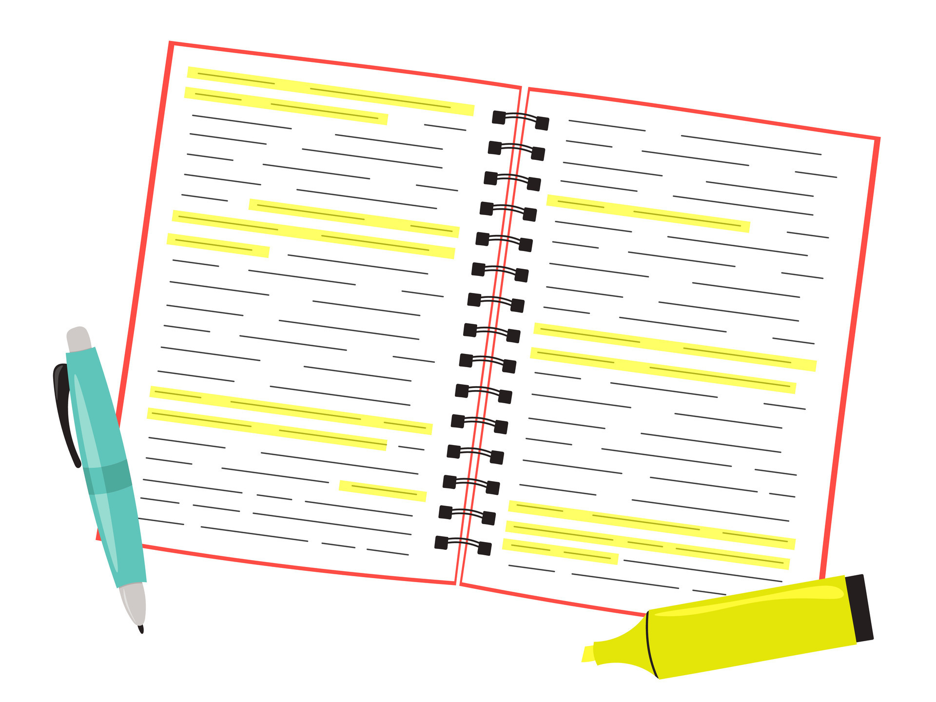 Open School Abstract With Highlighted Lines Vector Illustration Of Notepad With Pen And
