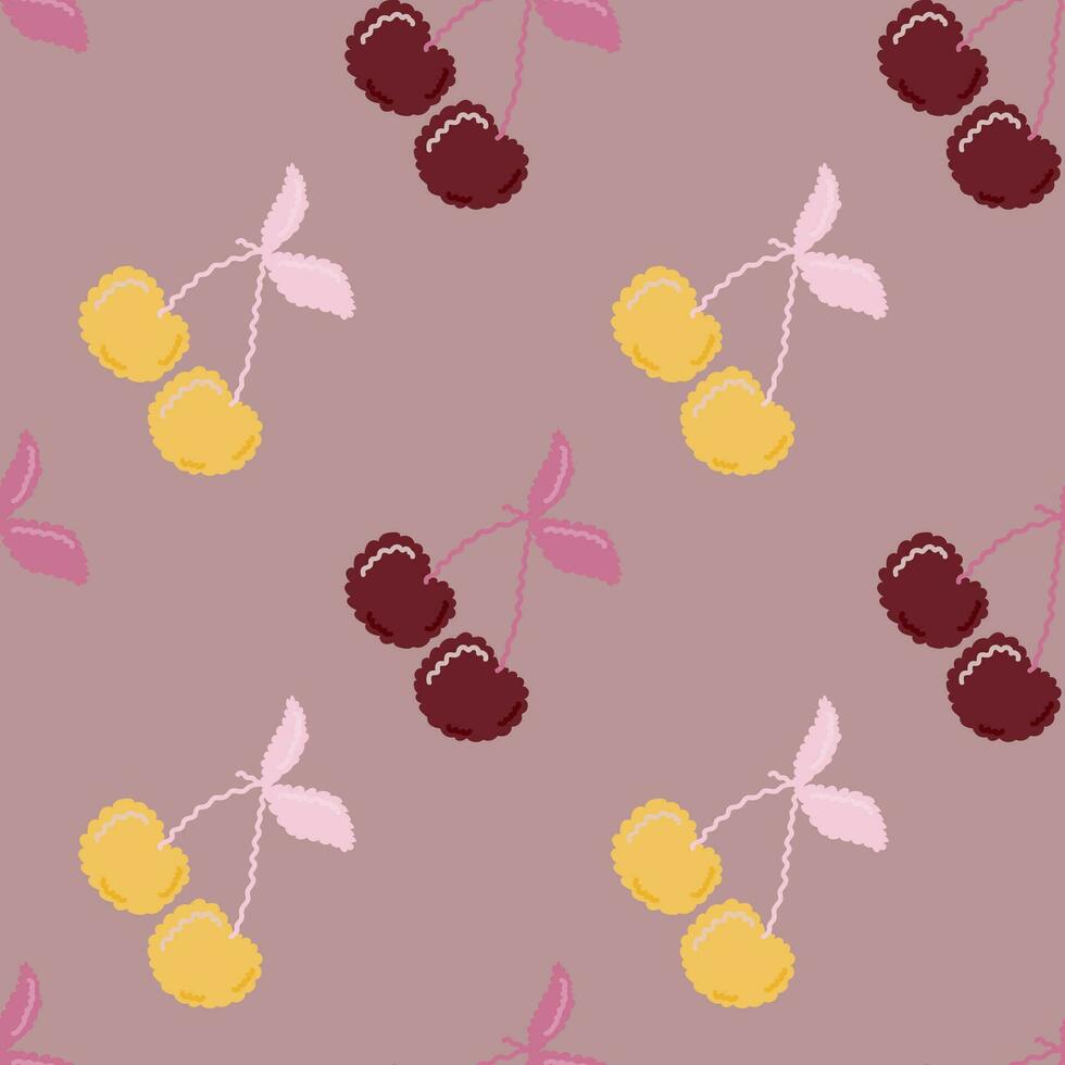 Cute Cherry Seamless Pattern Hand Drawn Cherries Wallpaper 26458562 Vector Art At Vecteezy