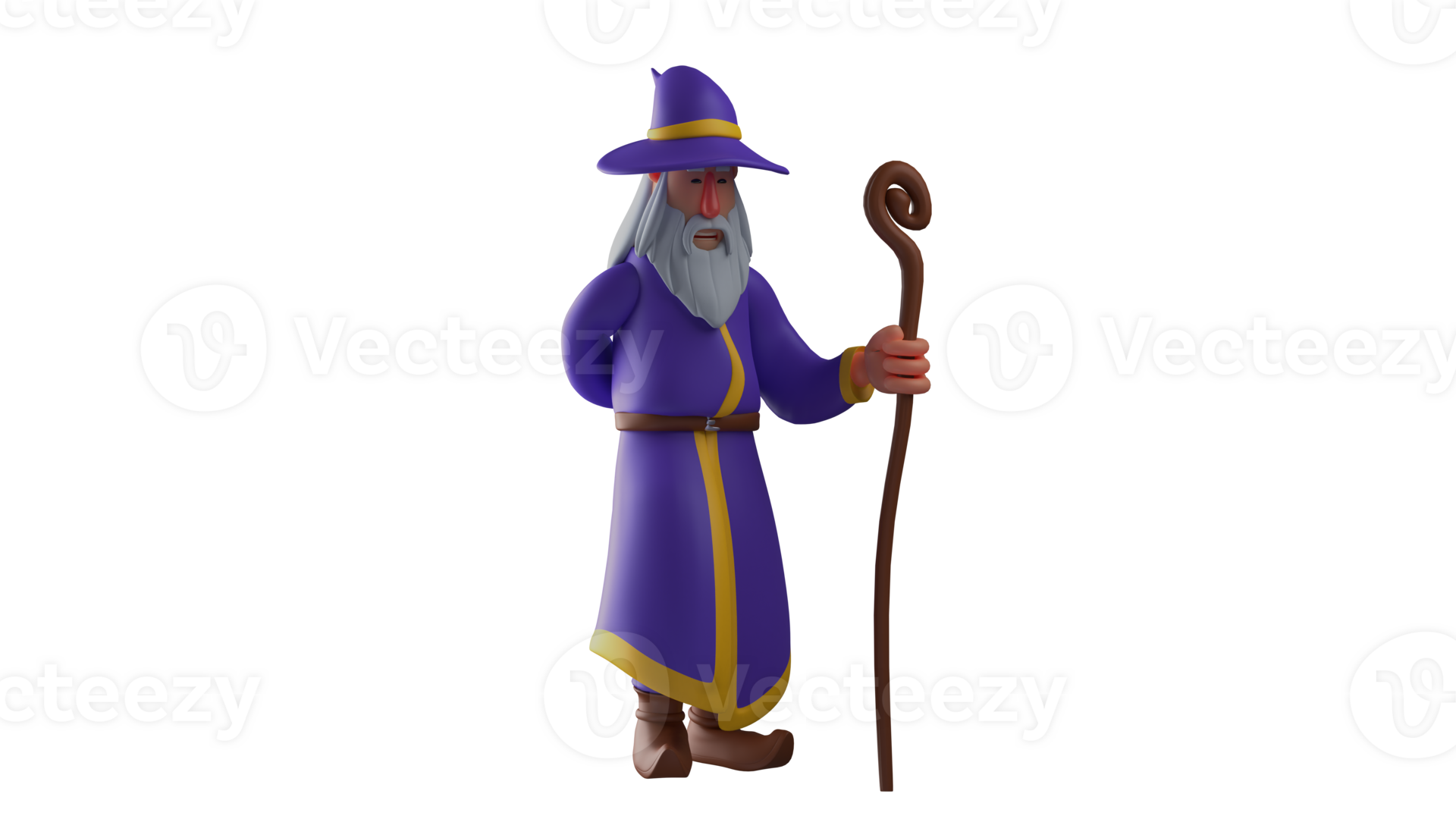 3d Illustration Old Wizard 3d Cartoon Character Witch In A Bowed Pose The Witch Stood Up And