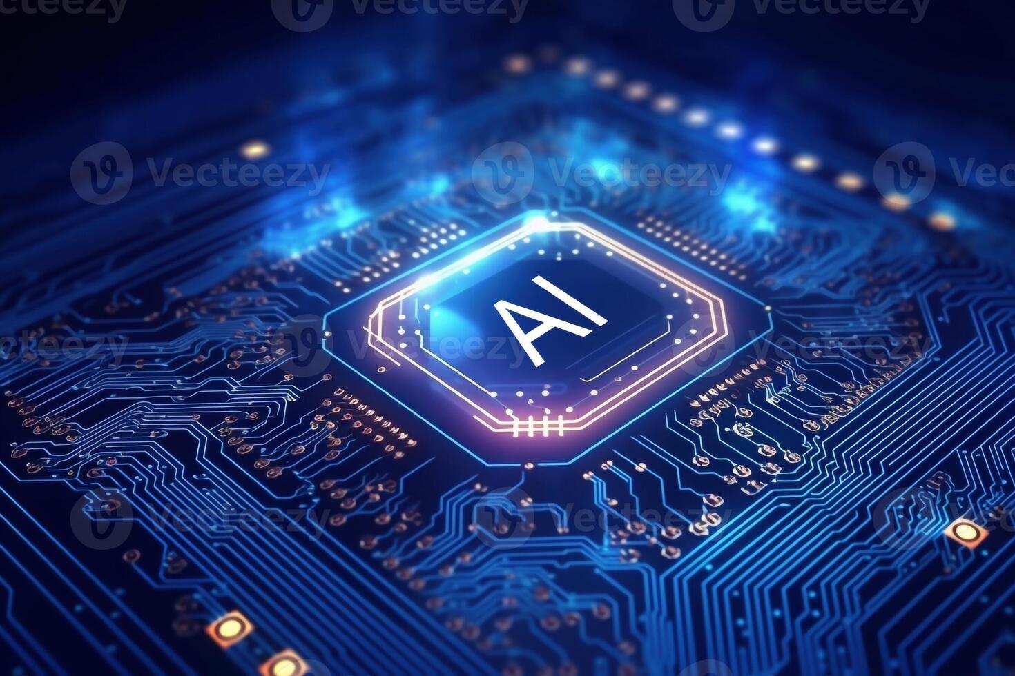 AI processor 3d render, artificial intelligence of digital human ...