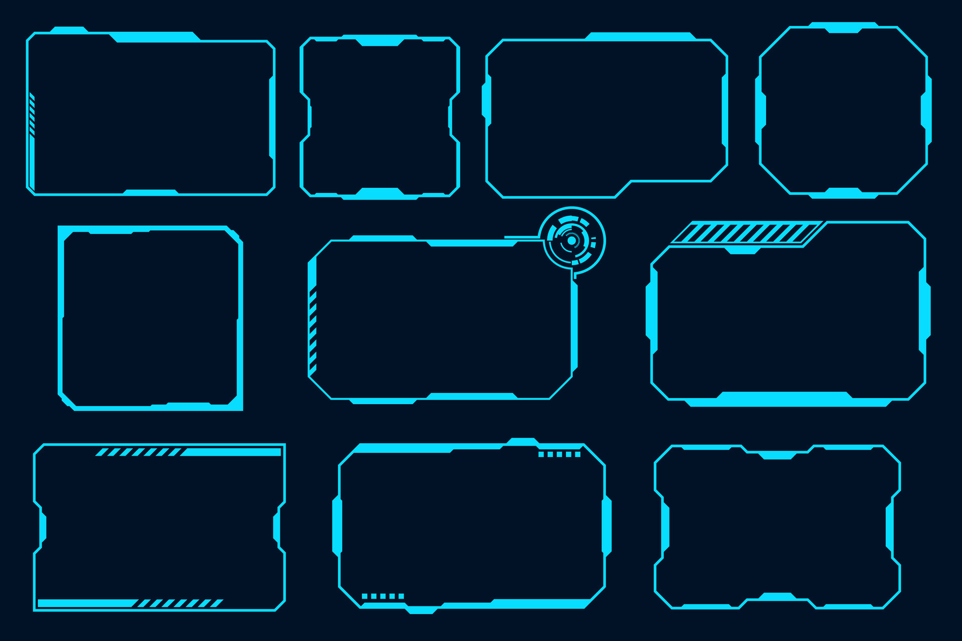 Vector futuristic set hi tech frame element. Technology HUD sci-fi square shape design. 26464020 ...