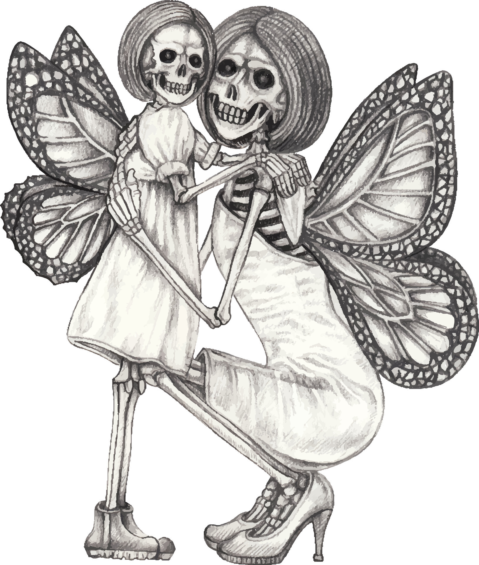Couple fairy skulls hand drawing make graphic vector. 26464741 Vector ... Couple fairy skulls hand drawing make graphic vector. 26464741 Vector ...