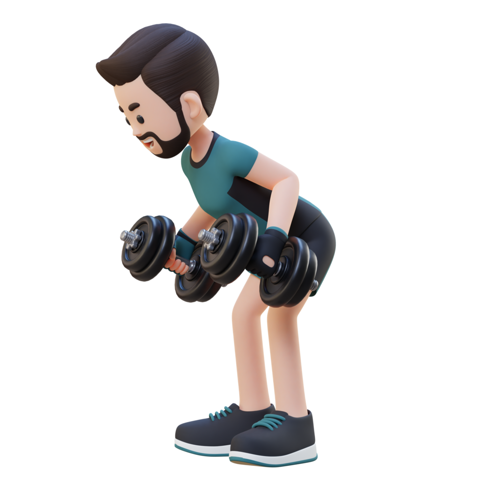 3d Sportsman Character Performing Dumbbell Kickbacks 26470122 Png
