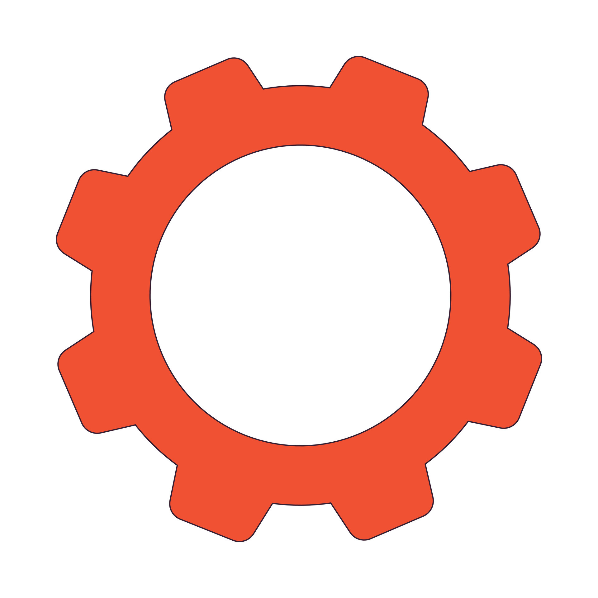 Single gear flat line color isolated vector object. Mechanical cogwheel ...