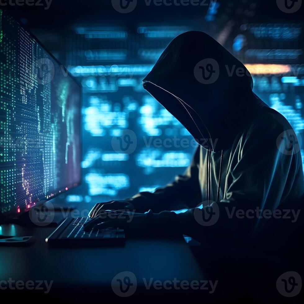 Hacker Typing Computer Concept Of Cybercrime Cyberattack Dark Web Ai Generated 26480214