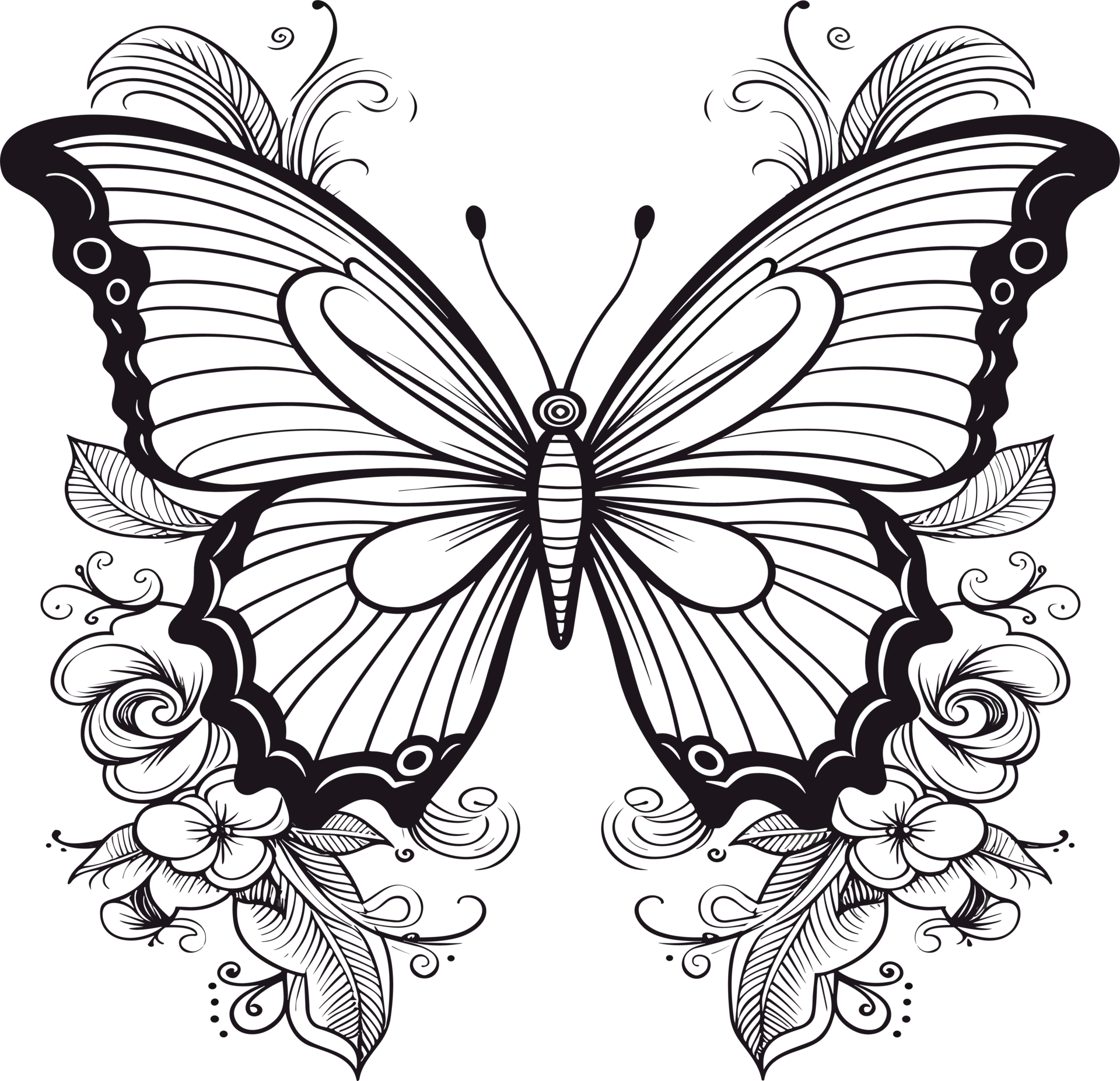 Mariposa Vector Formato En Negro Y Blanco Ai Generativo 26482978 Png