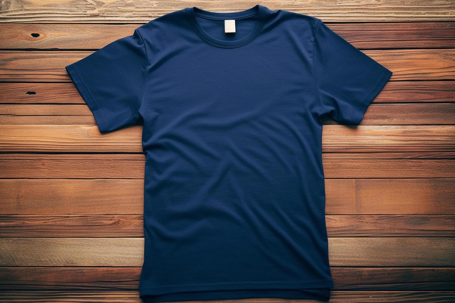 Blank navy blue t-shirt mockup on wooden background, mockup ... Blank navy blue t-shirt mockup on wooden background, mockup ...